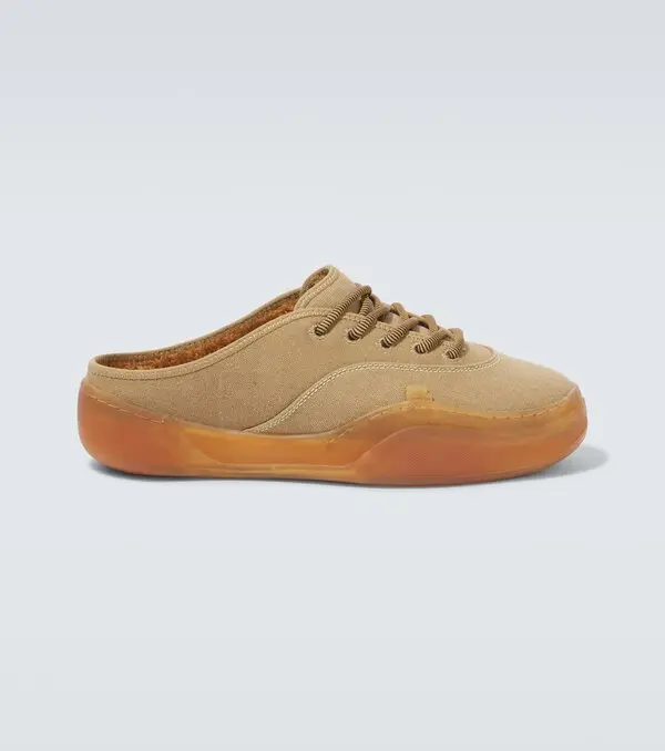 ERL Canvas Mules With Lace-up Closure - Brown