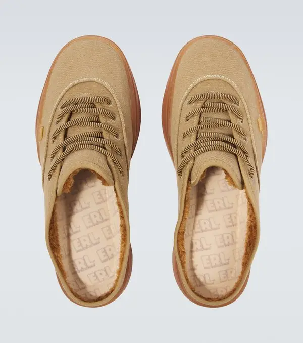 ERL Canvas Mules With Lace-up Closure - Brown