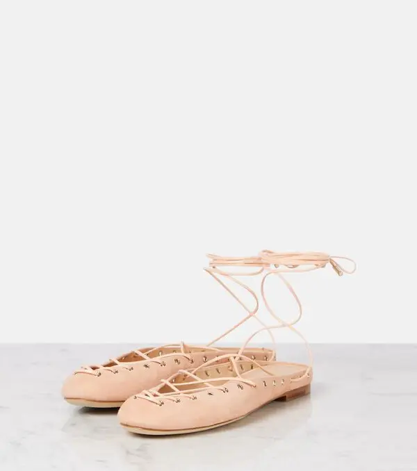 Chloé Ghillies Suede Flats - Pink