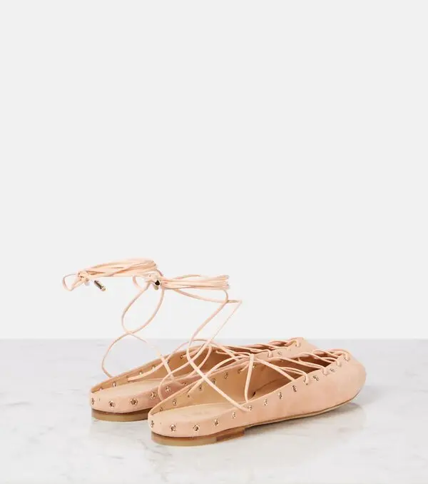 Chloé Ghillies Suede Flats - Pink