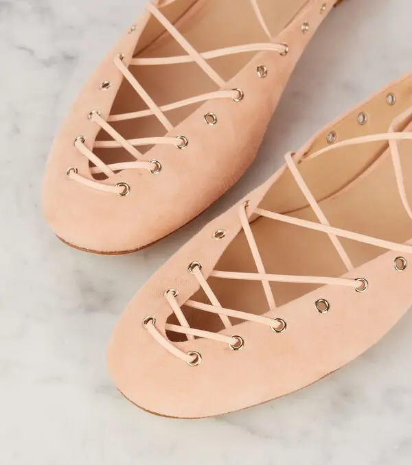 Chloé Ghillies Suede Flats - Pink