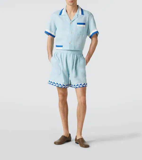 BODE Seedling Stripe Linen Bermuda Shorts