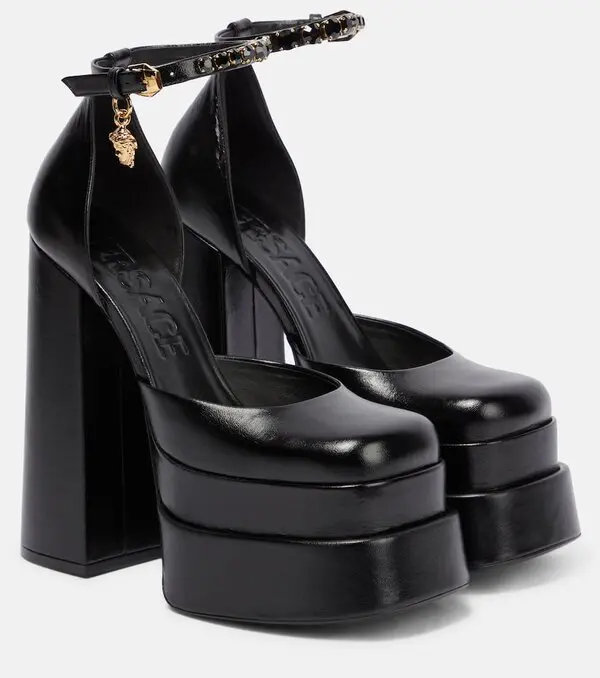 Versace Medusa Aevitas Leather Platform Pumps