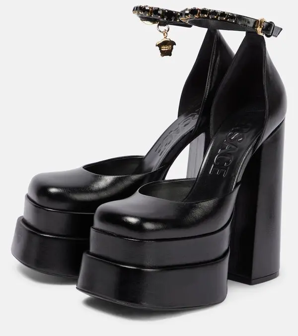 Versace Medusa Aevitas Leather Platform Pumps