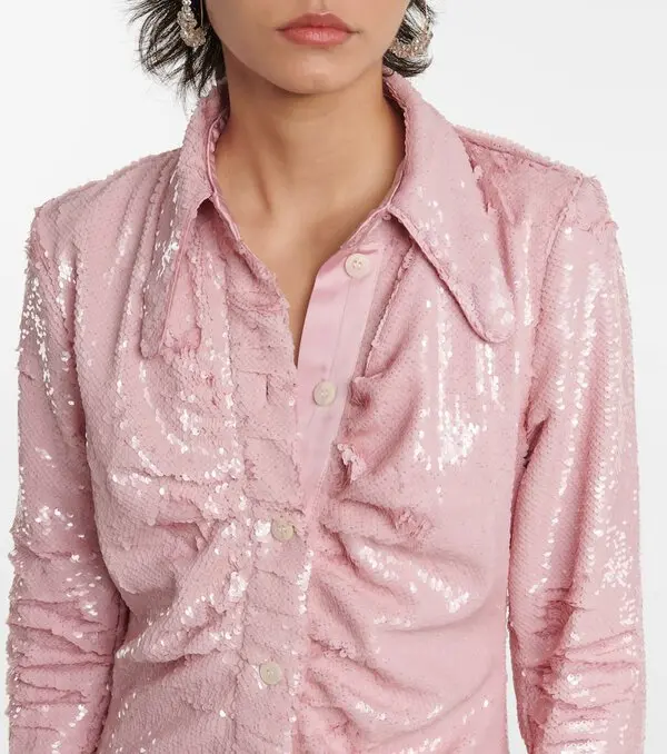 GANNI Sequined Shirt Dress