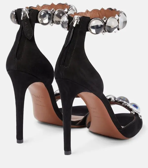Alaïa La Bombe 110 Embellished Suede Sandals