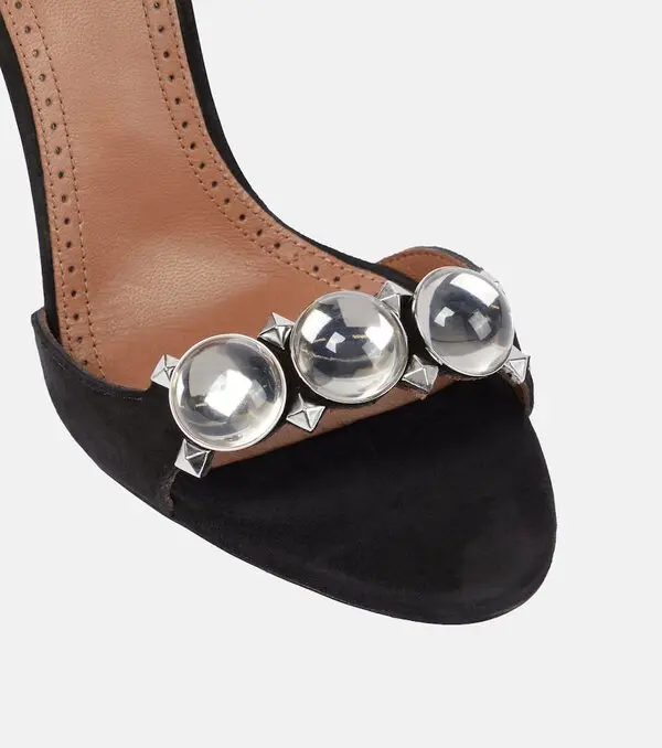 Alaïa La Bombe 110 Embellished Suede Sandals