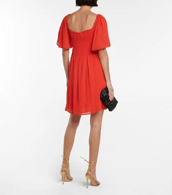 Velvet By Graham & Spencer Esme Cotton Gauze Minidress - Red