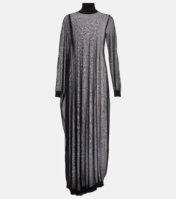 Alaïa Sheer High-neck Maxi Dress
