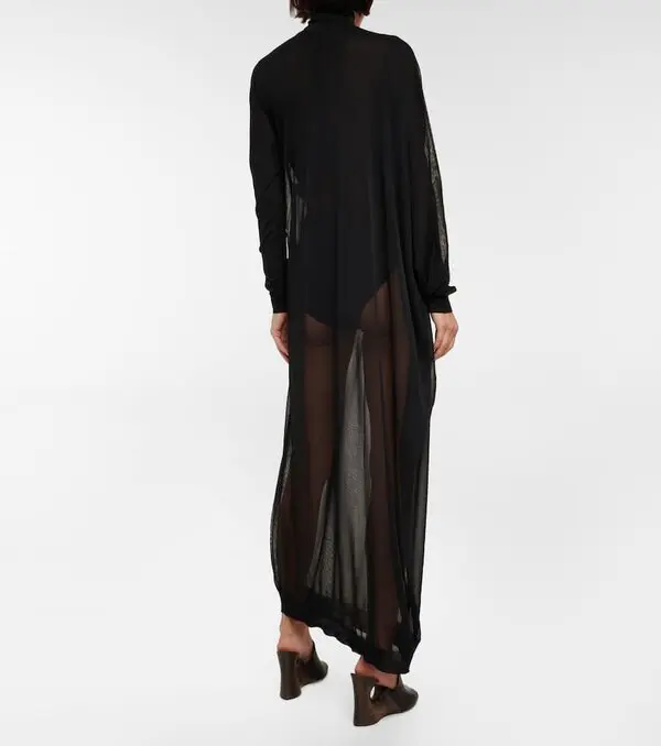 Alaïa Sheer High-neck Maxi Dress