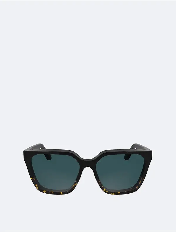 Calvin Klein Acetate Rectangle Sunglasses - Black/havana