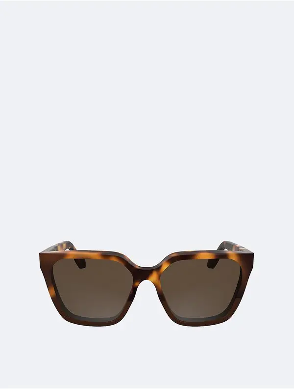 Calvin Klein Acetate Rectangle Sunglasses - Havana/brown