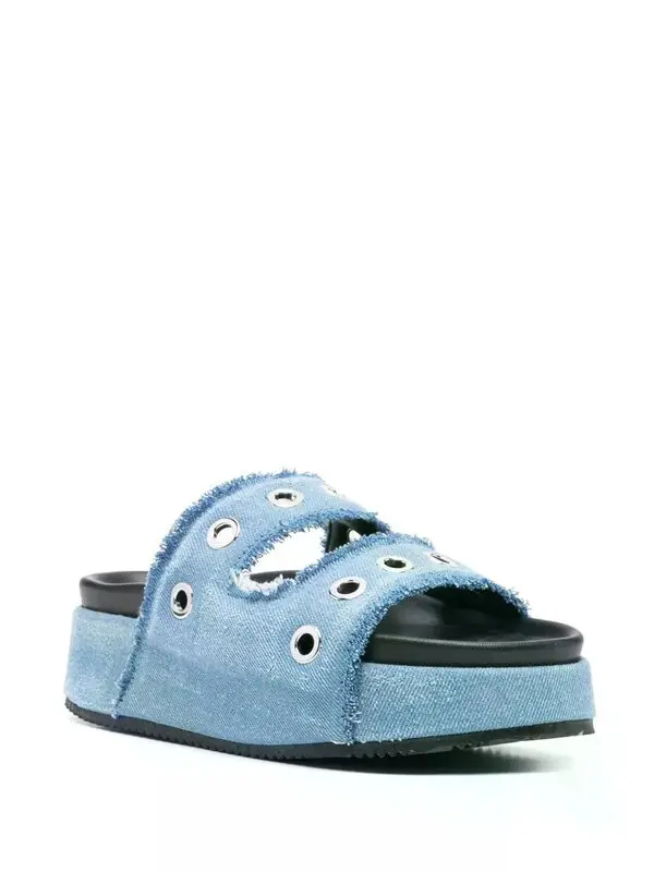 Inuikii Denim Flatform Slides - Blue