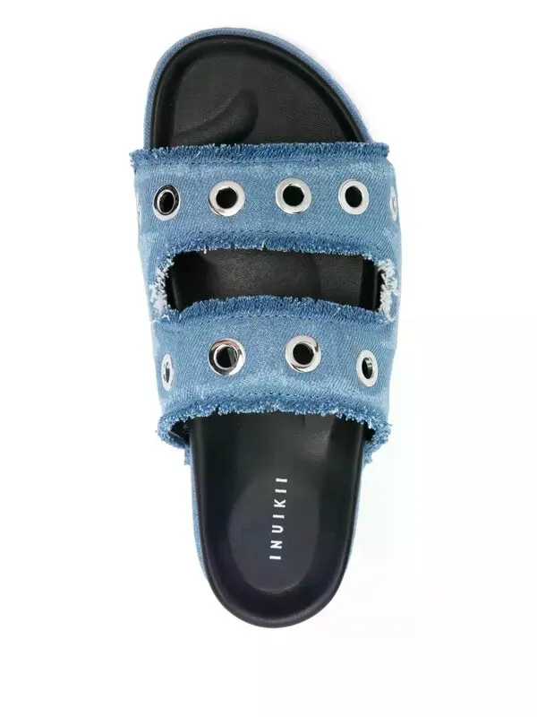 Inuikii Denim Flatform Slides - Blue