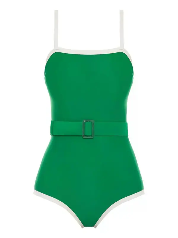 PILZER Lulu One-piece Swimsuit - Forest Green & Cream