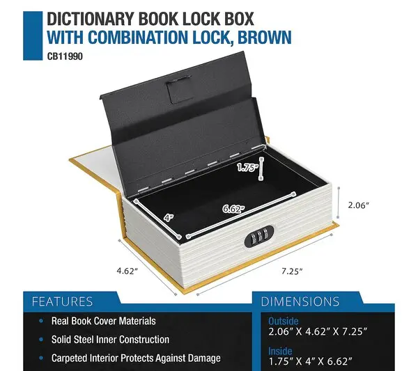 BARSKA Dictionary Book Lock Box With Combinatio N Lock