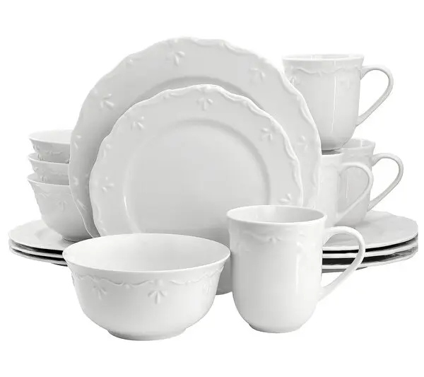 ELAMA Henryi 16 Piece Porcelain Dinnerware Set - One-color