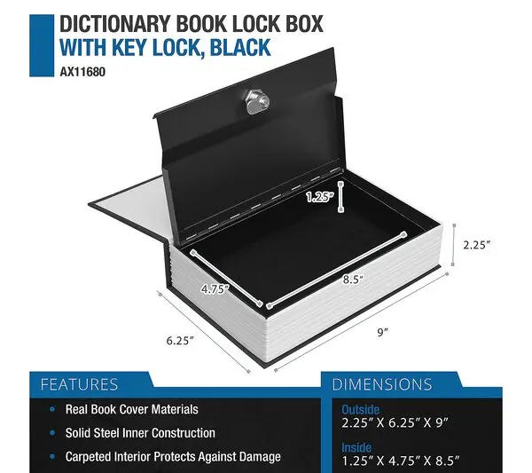 BARSKA Dictionary Book Lock Box With Key Lock