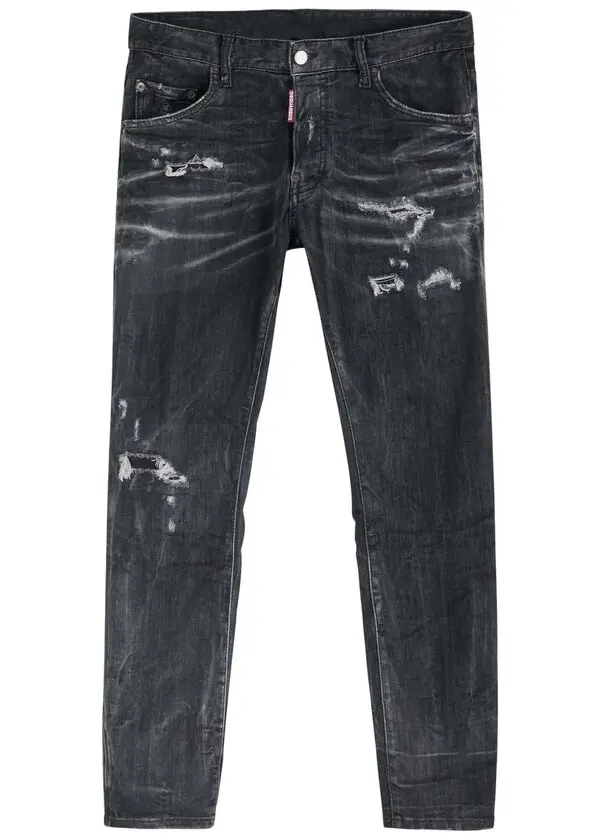 Dsquared2 Skater Distressed Slim-leg Jeans - Black