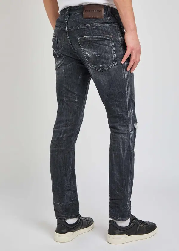 Dsquared2 Skater Distressed Slim-leg Jeans - Black