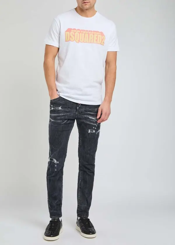 Dsquared2 Skater Distressed Slim-leg Jeans - Black