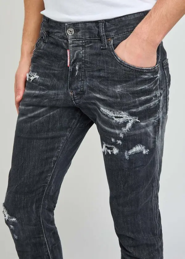 Dsquared2 Skater Distressed Slim-leg Jeans - Black
