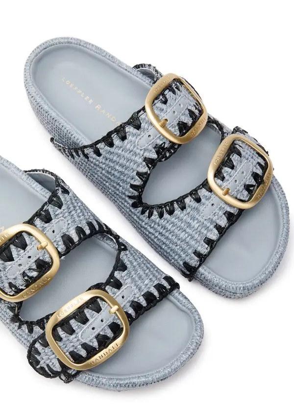 LOEFFLER RANDALL Theo Raffia Sliders - Blue