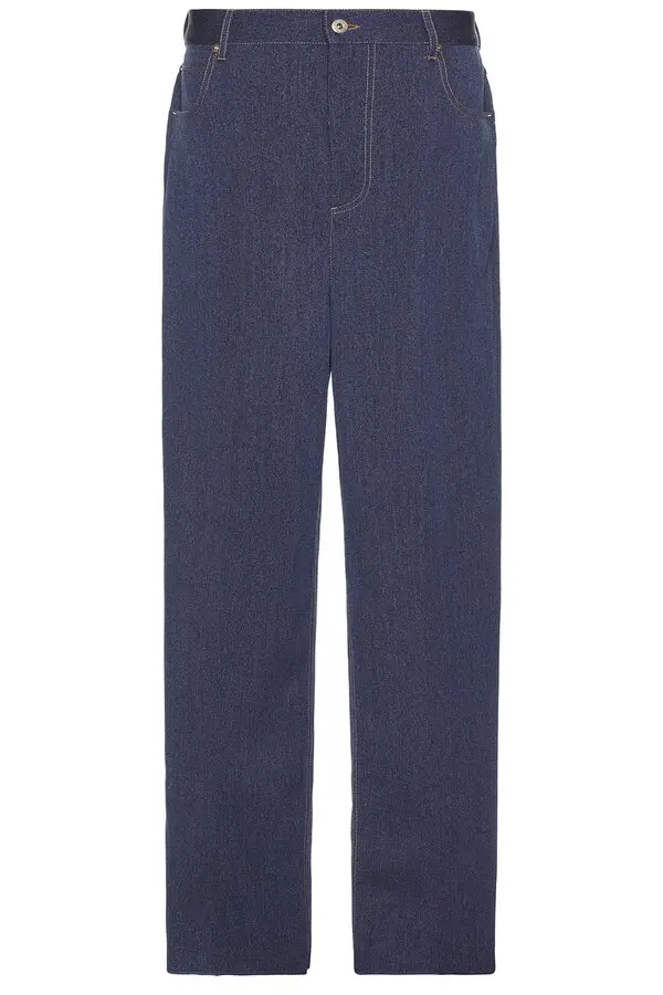 Bottega Veneta Melange Wool Cotton Drill Straight Trousers - Indigo