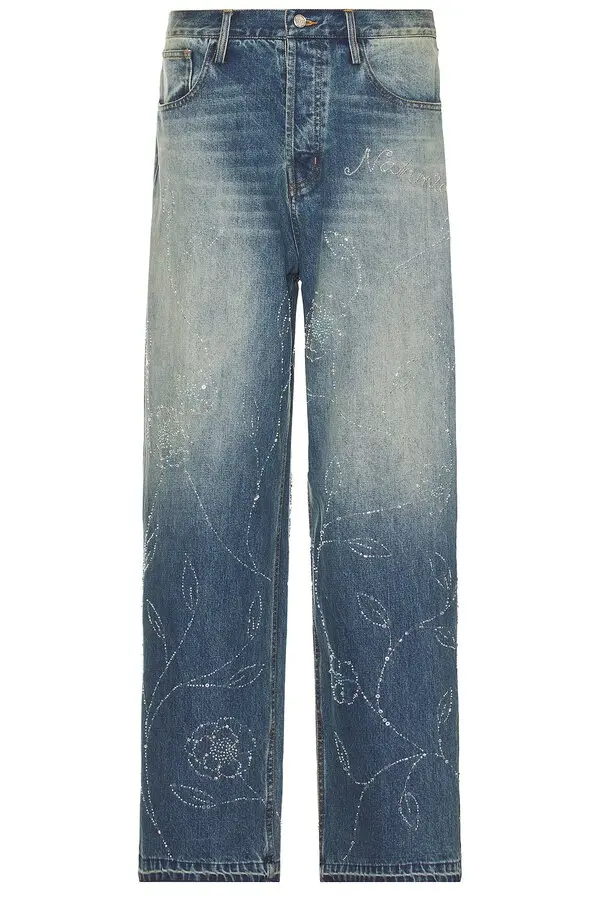 NAHMIAS Beaded Wide Jeans - Dark Wash Adh #84
