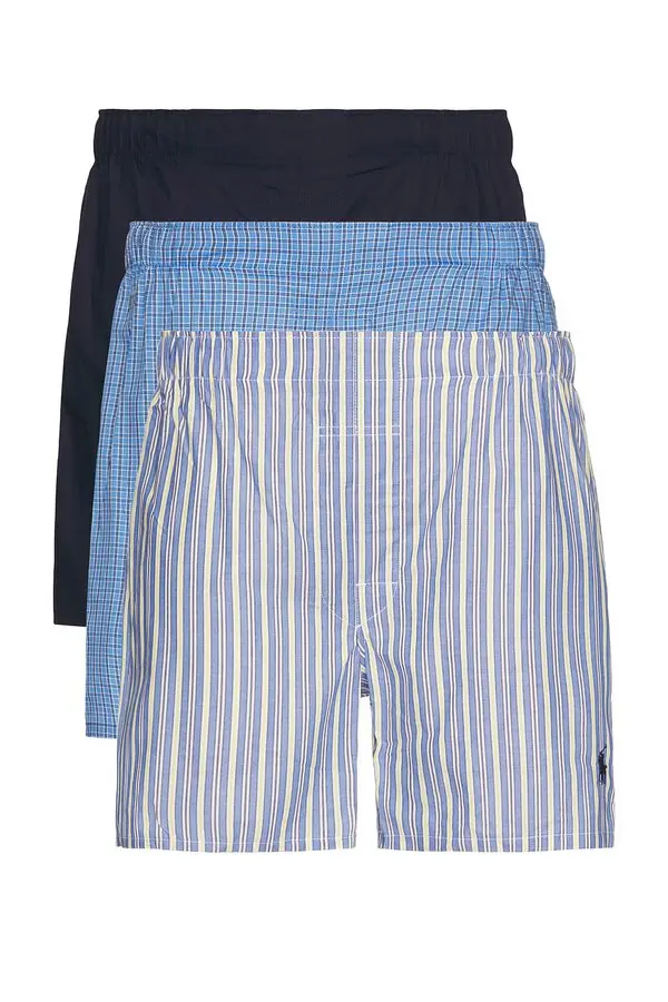 Polo Ralph Lauren Classic Fit Cotton Boxer 3 Pack In Multi - Rimini Stripe  Muller Plaid  & Cruise Na