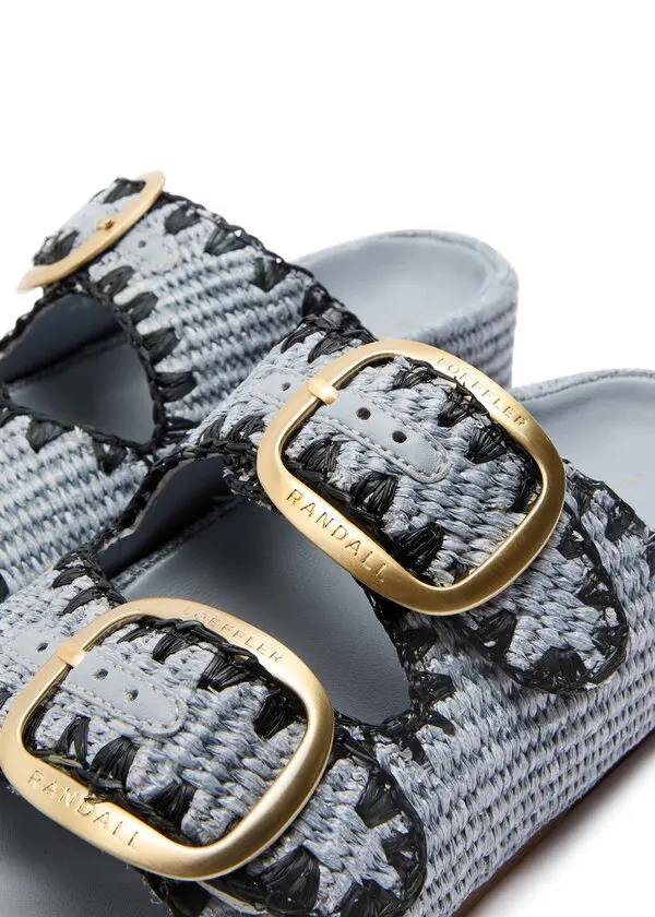 LOEFFLER RANDALL Theo Raffia Sliders - Blue