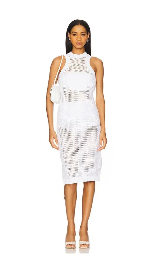 Susana Monaco White Netting Racer Tank Dress - Sugar