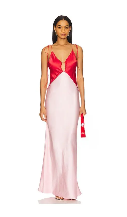 strapless open back dress Anna October Women's Hilary Maxi Dress, Pink | Size: Large