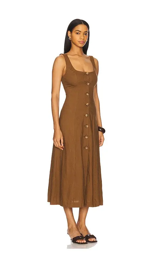 emma midi dress in chocolate brown tularosa Tove Satin Maxi Dress in Chocolate Brown main image 0