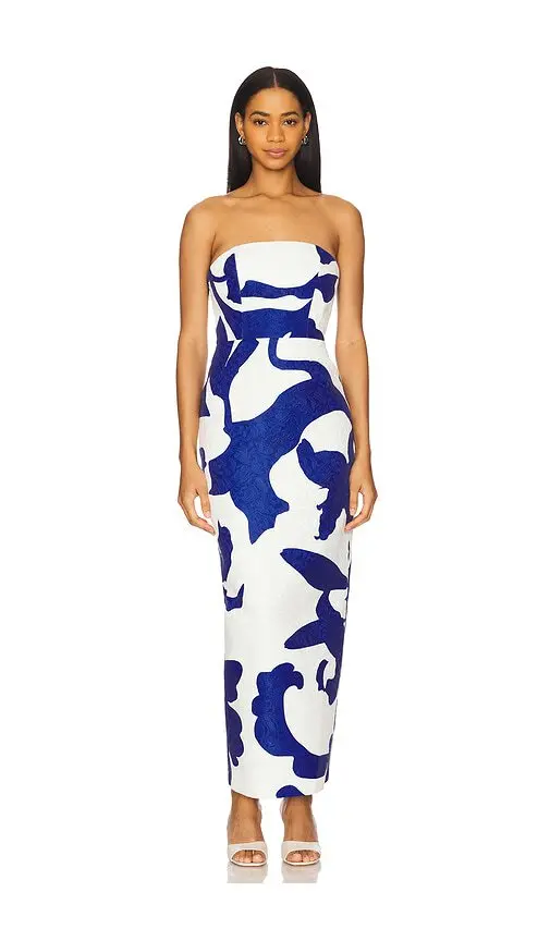 MILLY Orion Camellia Floral Jacquard Dress - Blue Mult