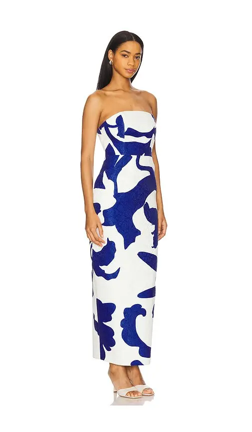 MILLY Orion Camellia Floral Jacquard Dress - Blue Mult