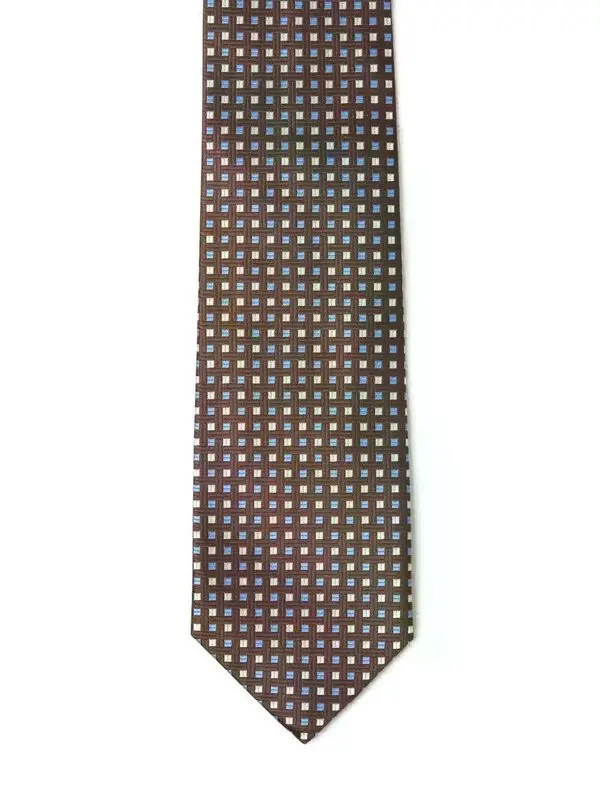 Isaia Patterned Jacquard Neck Tie - Brown