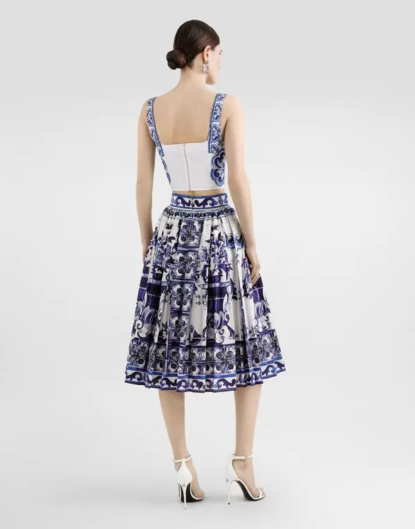 Dolce & Gabbana Majolica-print Charmeuse Corset - Multicolor