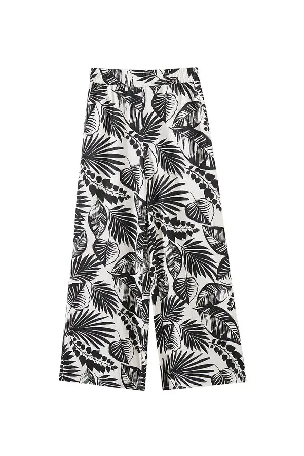 27 Miles Malibu Melissa Palm Print Wide-leg Pants
