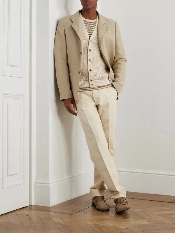 Loro Piana Spagna Unstructured Nehru-collar Jacket - Neutrals