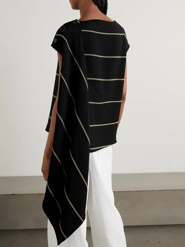 Proenza Schouler Sutton Striped Crepe Top - Black