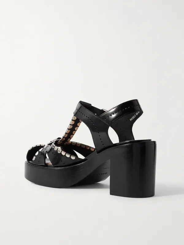 Bally Pasely Perforated Studded Leather Platform Sandals