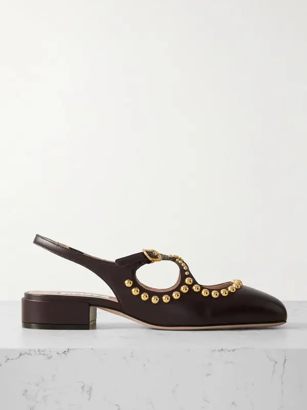 Bally Blariska Studded Leather Slingback Pumps - Brown