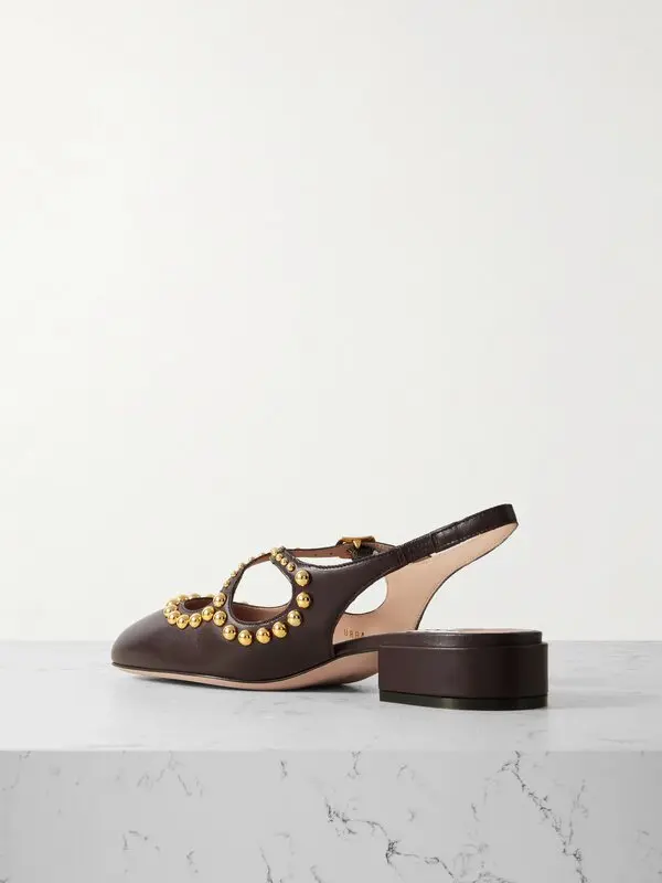 Bally Blariska Studded Leather Slingback Pumps - Brown