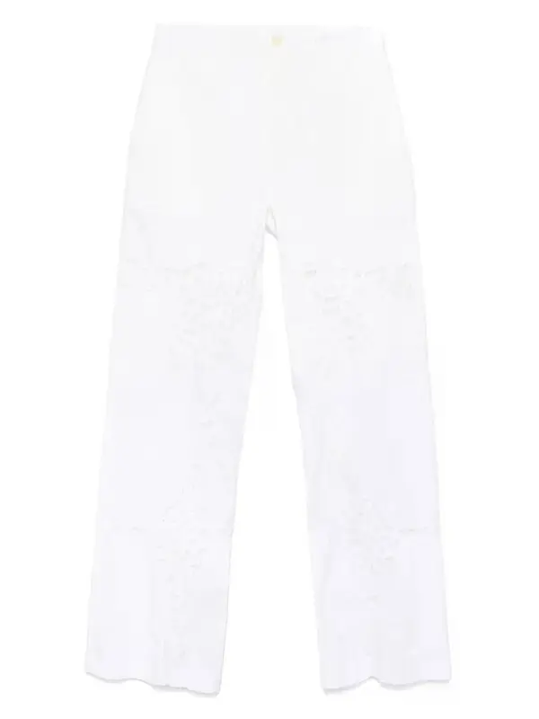 MARINE SERRE Lace-panel Trousers - Neutrals
