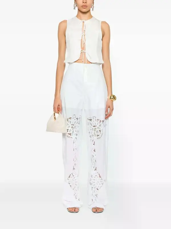 MARINE SERRE Lace-panel Trousers - Neutrals