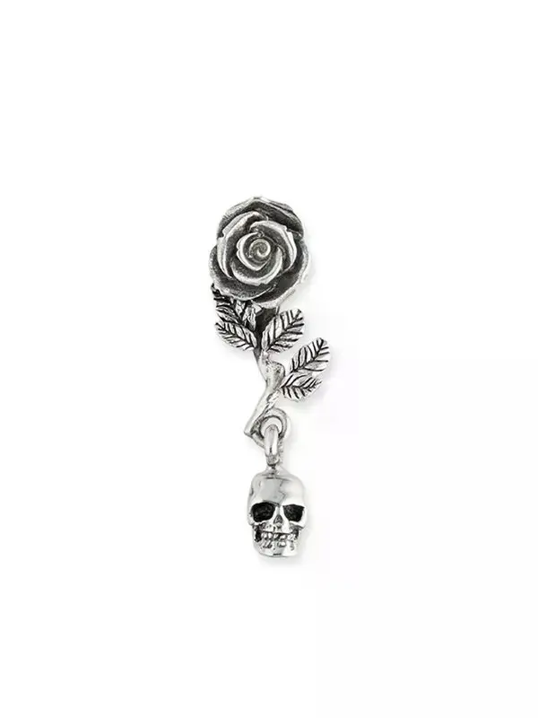 Emanuele Bicocchi Rose And Skull Earring - Silver
