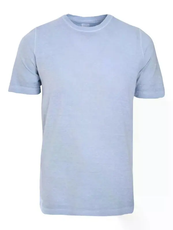 120% Lino Mélange-effect Crew-neck T-shirt - Blue