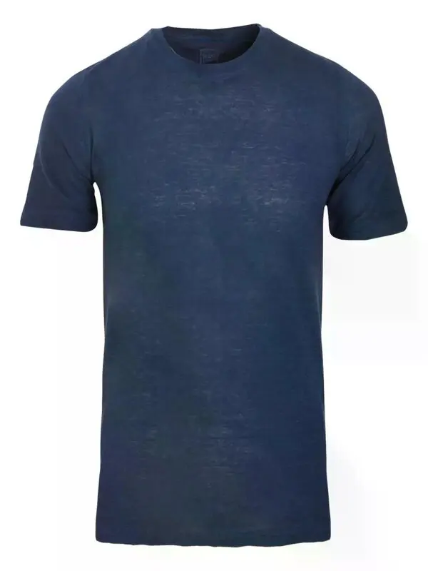 120% Lino Mélange-effect Crew-neck T-shirt - Blue
