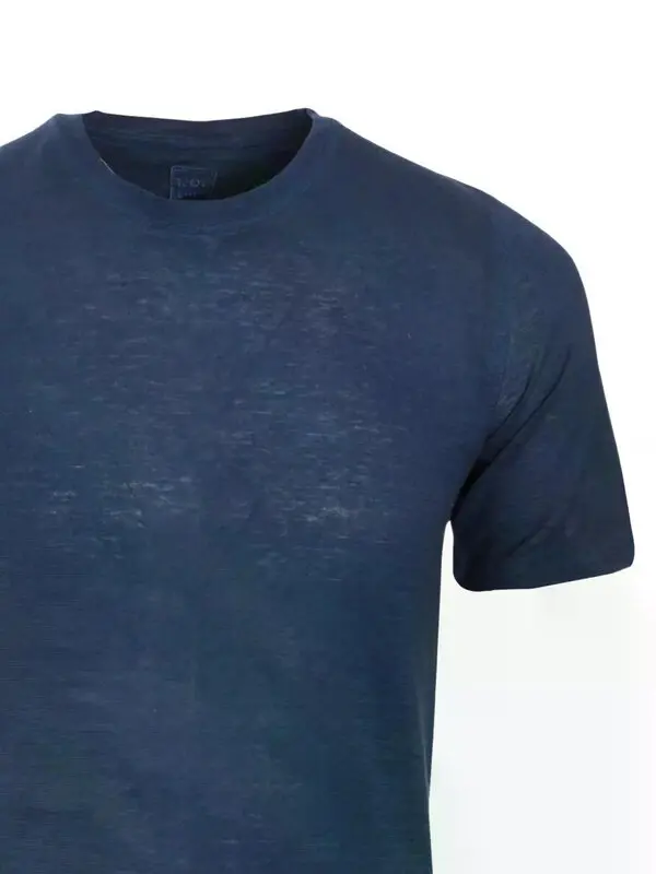 120% Lino Mélange-effect Crew-neck T-shirt - Blue